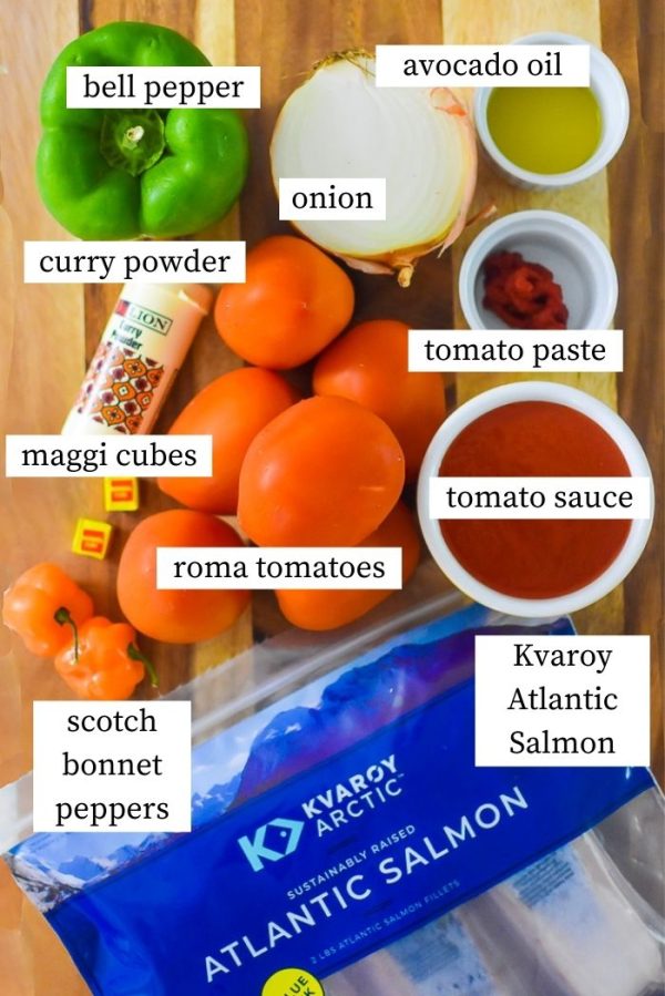 Nigerian Red Stew with Roasted Salmon - Dash of Jazz