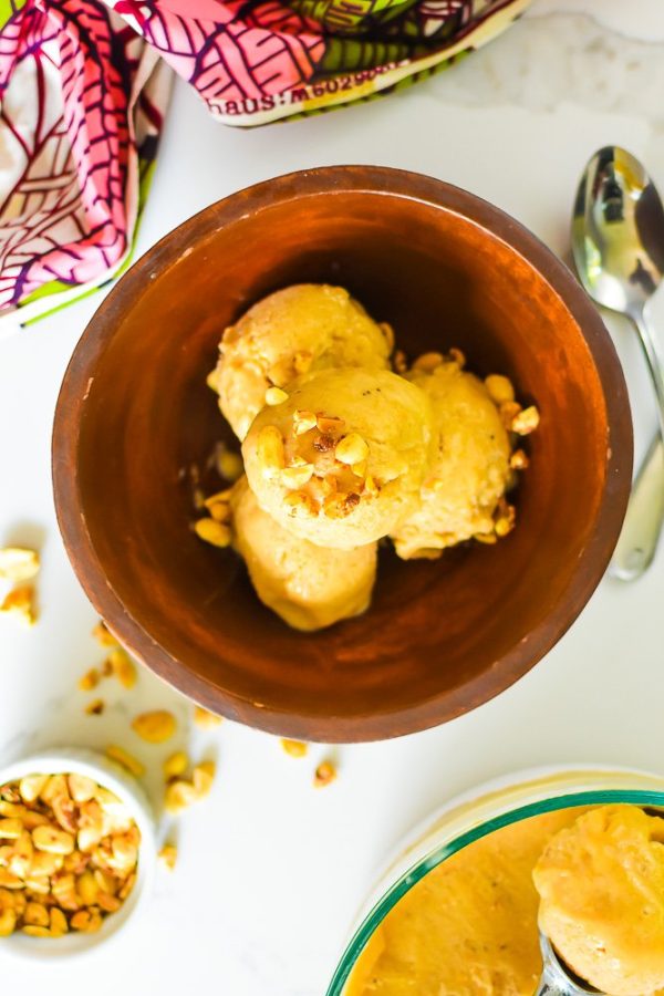 No-Churn Plantain Ice Cream with Candied Groundnut - Dash of Jazz
