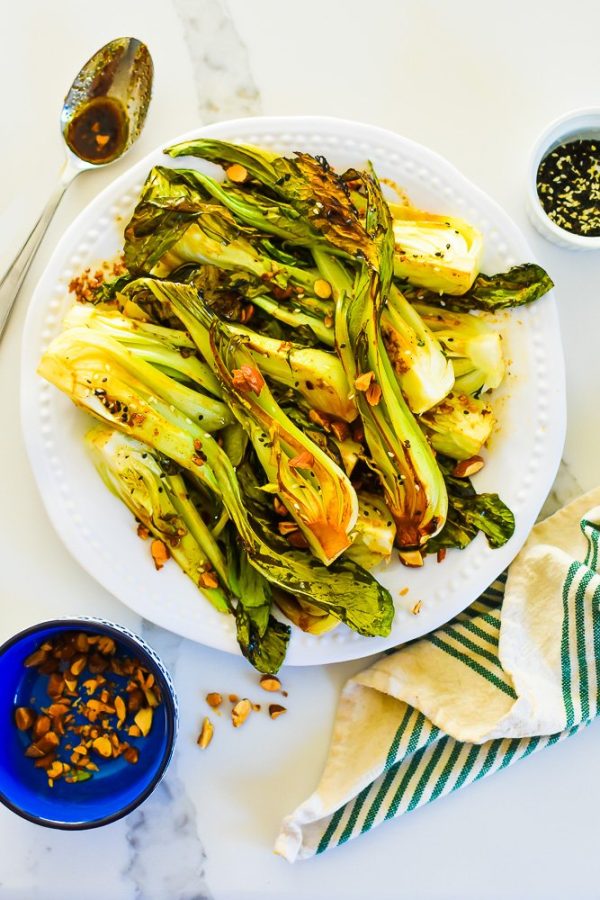 Roasted Baby Bok Choy with Savory Garlic Sauce - Dash of Jazz