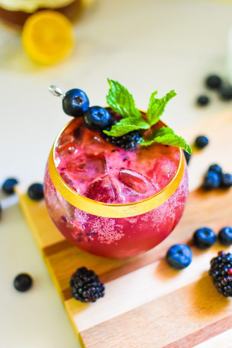 Mixed Berry Bourbon Smash with Champagne - Dash of Jazz