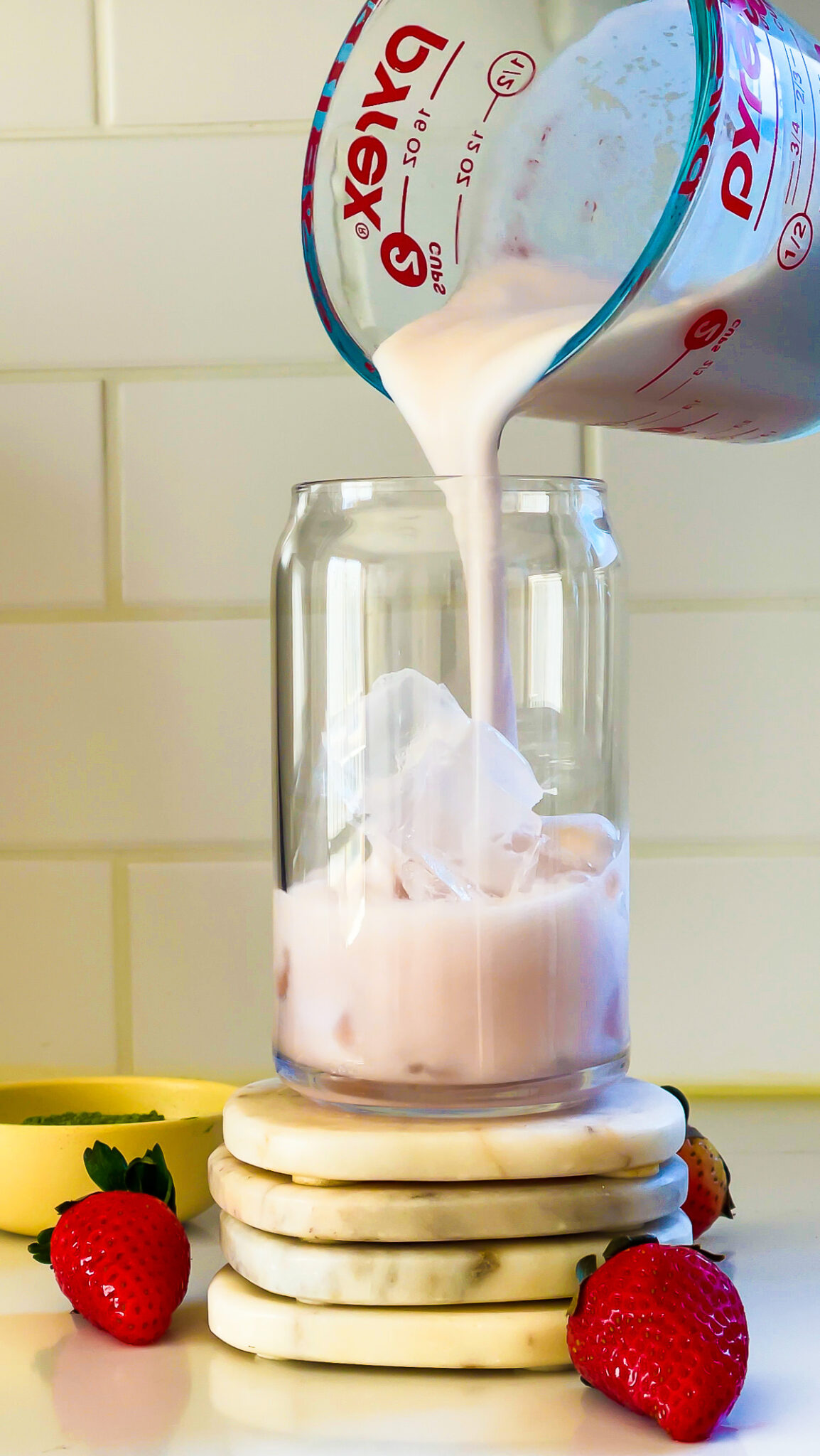 Iced Strawberry Matcha Latte Recipe - Dash of Jazz